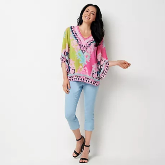 Belle by Kim Gravel | Tops | Belle Kim Gravel Pink Blue Cover Up | Poshmark